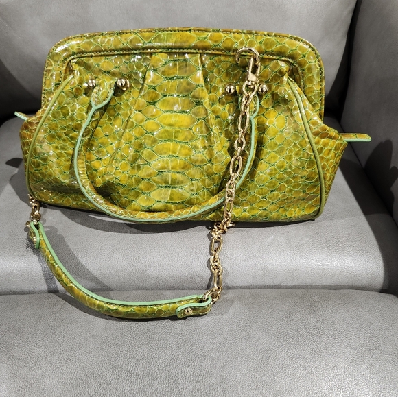 MCM | Bags | Authentic Mcm Rare Green Crocodileembossed Handbag With ...